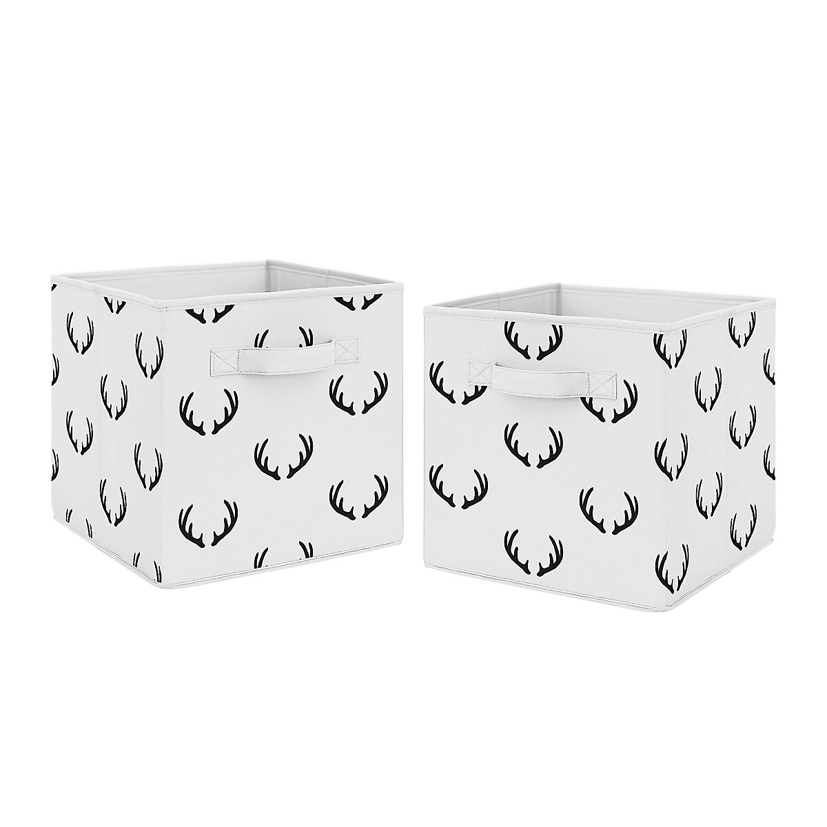 Sweet Jojo Designs Black and White Rustic Deer Organizer Storage Bins for Woodland Camo Collection - Set of 2