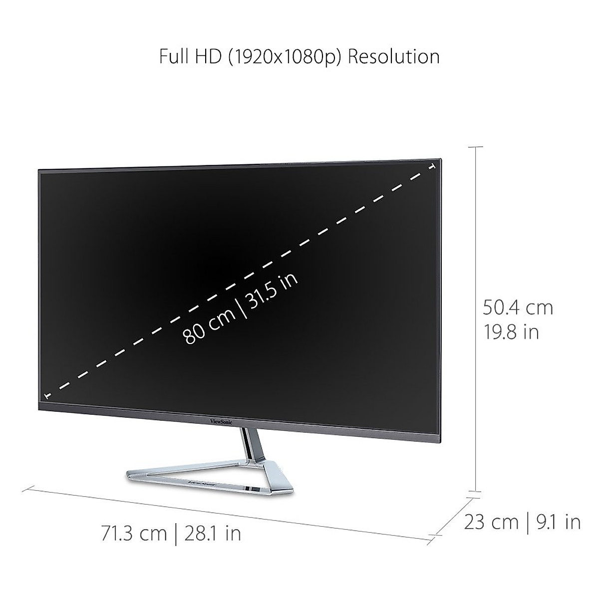 ViewSonic VX3276-MHD 32" 1080p Frameless IPS Monitor with Screen Split Capability HDMI and DisplayPort (Renewed)