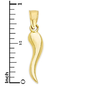 Generic 10k Real Solid Gold Dainty Italian Horn Pendant, Cornicello Jewelry Gifts for Good Luck and Protection from Evil, Yellow
