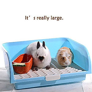 Oncpcare Super Large Rabbit Litter Box, Small Animal Restroom Square Rabbit Litter Toilet Chinchilla Potty Trainer Guinea Pig Litter Tray for Mink Squirrel Weasel