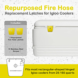 Unhinged Solutions Replacement for Igloo Latches (Set of 2) - Unbreakable, Made in USA, Repurposed Fire Hose