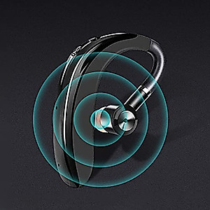 Heave Bluetooth V5.0 Headset,Wireless Earpiece 120 Hours Standby Time Handsfree Single Ear Business Earphone Ear Hook with Noise Canceling Mic for Workout Driving Home Office Blue