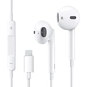 Headphones Earbuds Wired Headphones Noise Isolating Earphones Built-in Microphone and Volume Control and Noise Cancellation Compatible with iPhone13/12/11 Pro Max/XS/XR/X/7/10 Plus/iPad/iPod White