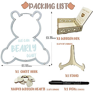 Dosayes Bear Baby Shower Guest Book Alternative with Pen We Can Bearly Wait Acrylic Sign in Book Gender Reveal Teddy Baby Shower Decorations