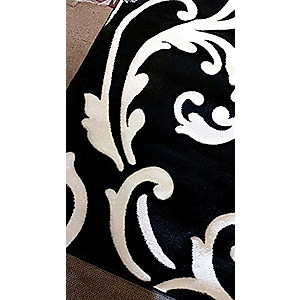 Hollywood Modern Contemporary Area Rug Black & White Design 290 (5 Feet 2 Inch X 7 Feet 1 Inch)