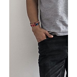 Akeoqi 12Pcs Braided Leather Bracelets Set For Men Women Wooden Beaded Cuff Wrap Bracelet Boho Ethnic Tribal Linen Hemp Cords Wrap Bracelets Adjustable Rainbow And White