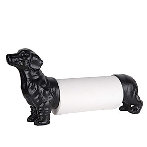 Dachshund Dog Paper Towel Holder for Kitchen, Freestanding Countertop Kitchen Paper Towel Holder, Vintage Animal Tissue Towel Display Stand, Black