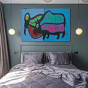 Norval Morrisseau Prints Loon, Fish Worlds Poster Print Photo Art Painting Canvas Poster Home Decorative Bedroom Modern Decor Posters Gifts 08x12inch(20x30cm)
