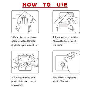 QUALIALL 33lbs Adhesive Hooks for Hanging on Wall or Ceiling, Heavy Duty, Clear, Damage Free, Traceless, Stick on Hangers for Kitchen Bathroom, 10pcs