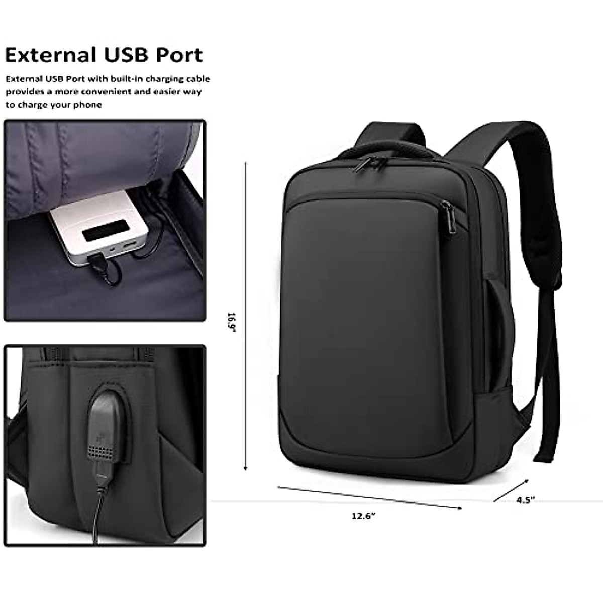 Womleys Laptop Backpack, 15.6 Inch Water Resistant Travel Business Backpack for Men Women,College School Bookbags Daypack (2#Black)