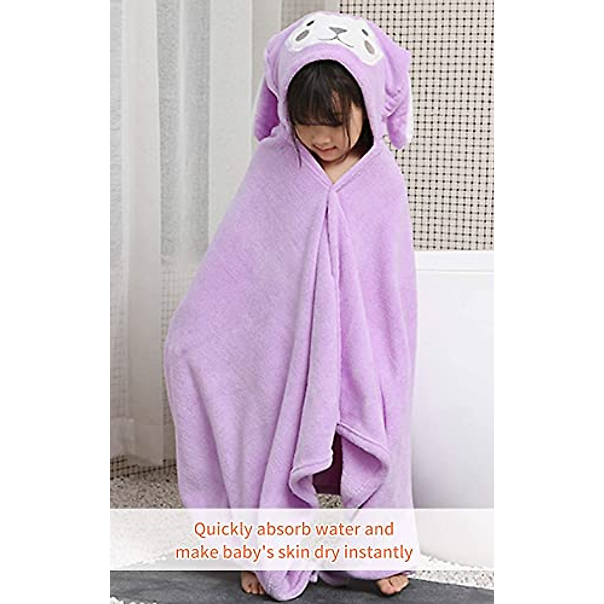 Vauwmsr Kids Hooded Beach Bath Towel Blanket Soft Warm Absorbent Swimming Poncho Shower Towel for Boys Girls, 55" x 28"