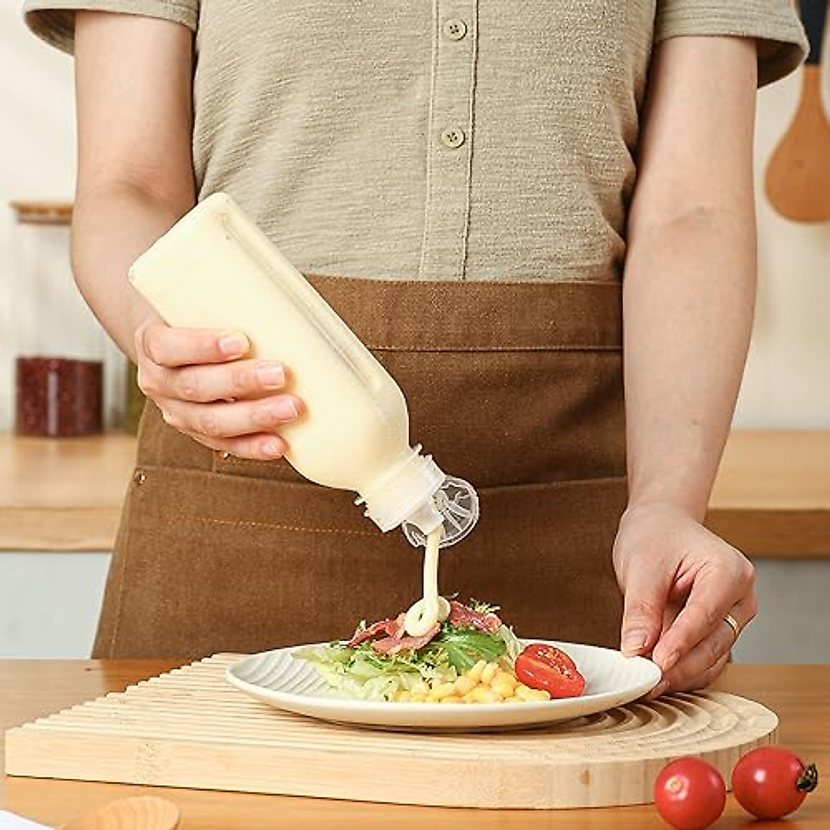 Qiuhome Condiment Squeeze Bottle Sauces Ketchup Bottles Squeeze Salad Dressing Container Honey Dispenser
