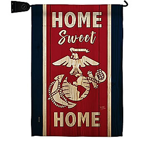 Home Sweet Marine Corps Garden Flag - Set Mailbox Hanger Armed Forces USMC Semper Fi United State American Military Veteran Retire Official - House Banner Small Yard Gift Double-Sided 13 X 18.5