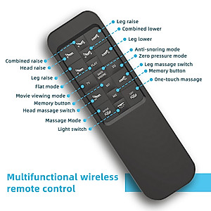 Full Adjustable Bed Base Frame, Massage & Wireless Remote, Dual USB Ports,Ergonomic Upholstered Bed Frame, Lift Motor, Under Bed Lighting, Independent Head and Foot Tilt