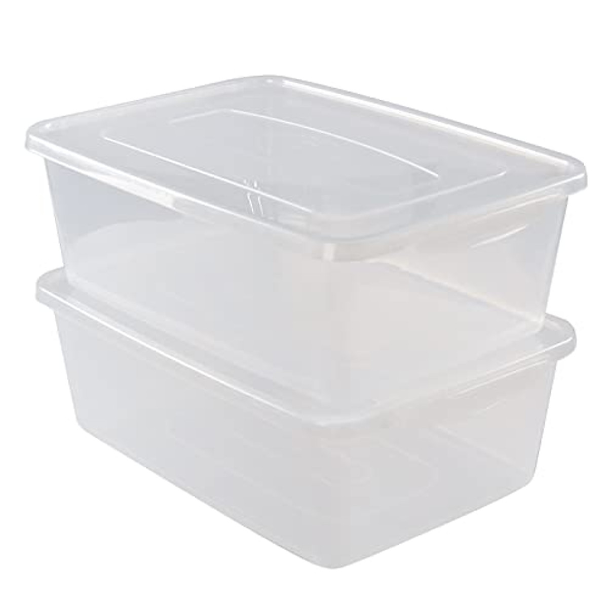 Bblina Clear Storage Bins, Plastic Latch Boxes set of 2, 16 Quarts