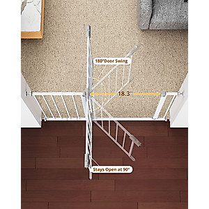 InnoTruth Extra Tall Baby Gate for Stairs and Doorways, 29" to 39.6" Width with 36" Height,Dog Gate for The House with Wall Pressure Mounted Frame, Auto Close Pet Gates for Toddler,Milk White