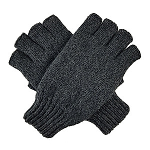 BRUCERIVER Men's Wool knitted with Thinsulate lining Fingerless Ragg Gloves Colour Anthra