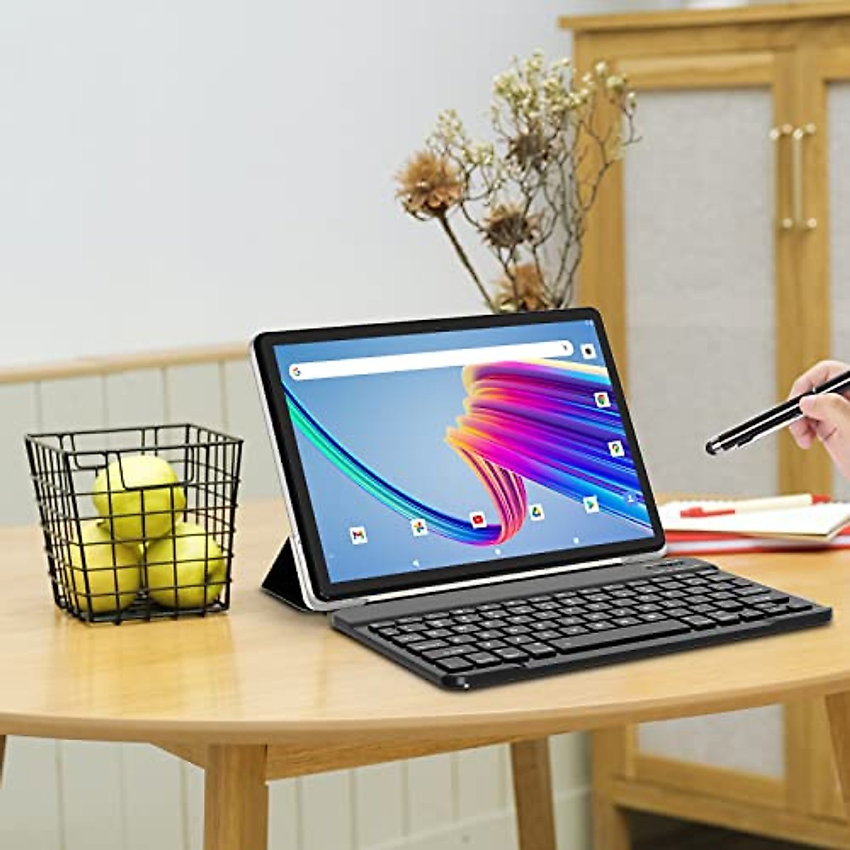 2024 Android 12 Tablets 10.1 Octa-Core 2 in 1 Tablet 4GB+64GB ROM 512GB Expand Include Case, Keyboard, Stylus, 13+5 Dual Camera, GPS, Bluetooth, Google Certificated 10.1 inch Tablet
