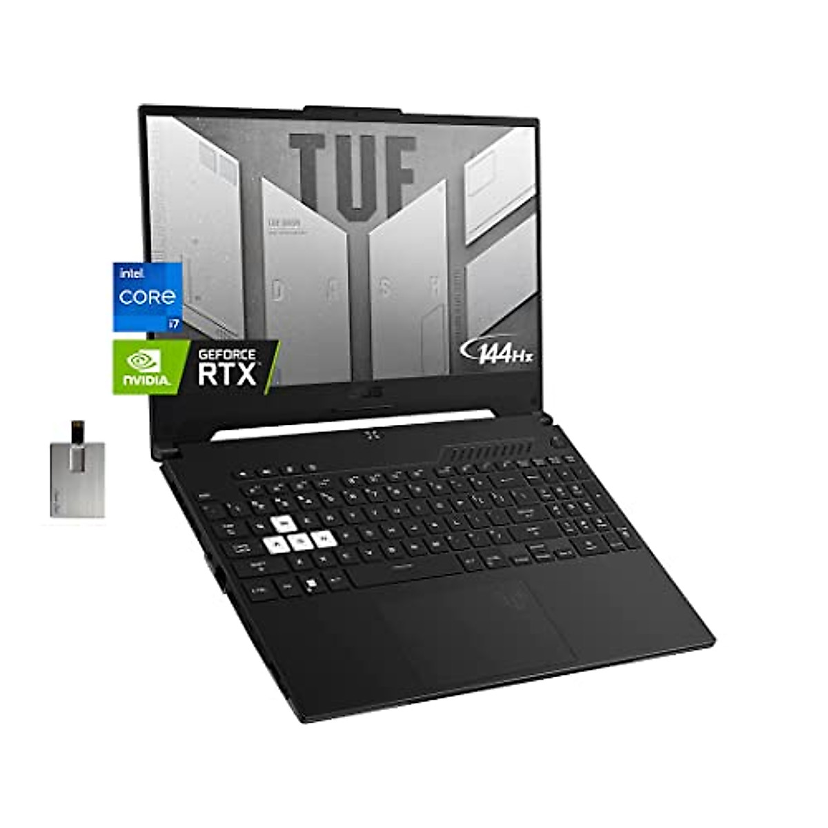 2022 ASUS TUF Dash 15.6" 144Hz Gaming Laptop, Intel 12th Core i7-12650H, 16GB RAM, 512GB PCIe SSD, NVIDIA GeForce RTX 3060 Graphics 6GB, Backlit Keyboard, Windows 11, Black, 32GB USB Card Included
