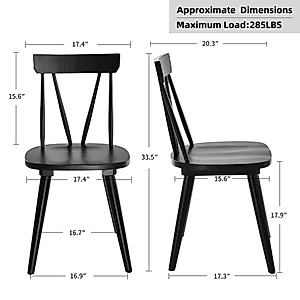 DUHOME Black Dining Chairs Set of 2,Wood Kitchen Chairs for Dining Room,Farmhouse,Rubberwood