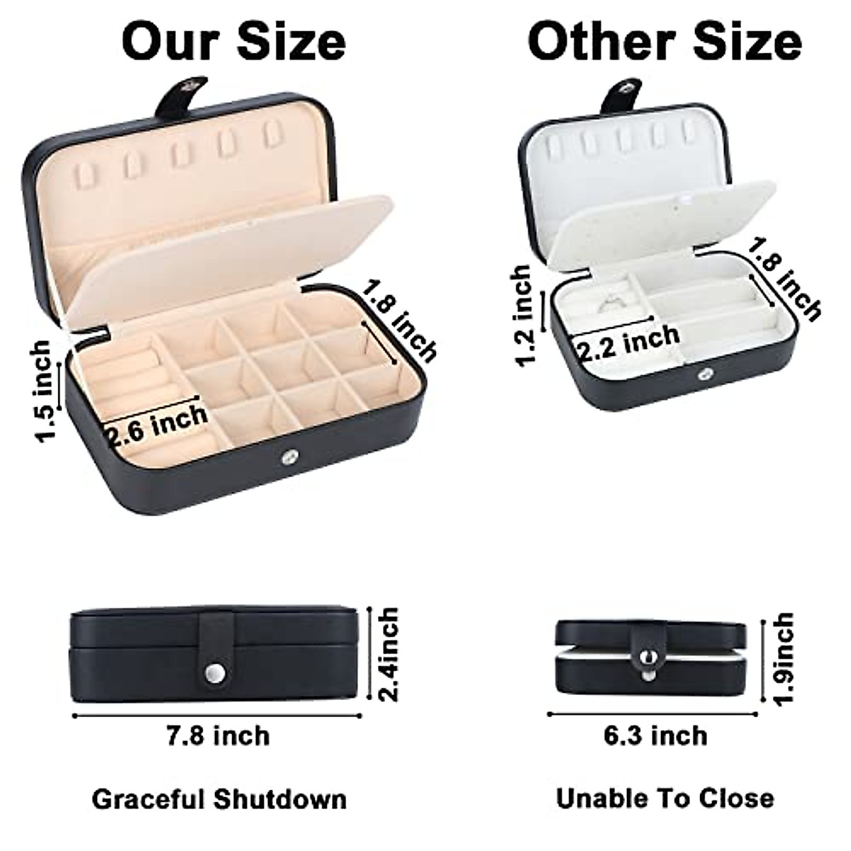 MFXIP Travel Jewelry Case Small Jewelry Box Travel Jewelry Organizer Box for Women Girls, Portable Small Jewelry Case for Earrings Necklace Ring Bracelets