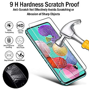 QHOHQ 3 Pack Screen Protector for Samsung Galaxy A51 4G ＆ 5G ＆ 5G UW with 2 Packs Camera Lens Protector, Tempered Glass Film, 9H Hardness, HD, 2.5D Edge, Anti-Fingerprint, Anti-Scratch