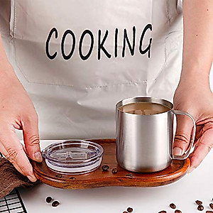 Kript Stainless Steel Non-Insulated Coffee Mug with Handle and Lid, 13.5 oz Single Wall, Flat Bottom, Allow Higher Heat transfer from Cup Warmer (Sliver, 1)