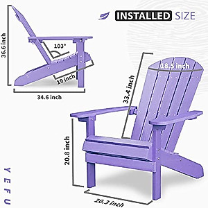 YEFU Adirondack Chair 3-Piece Set (Purple) Plastic Weather Resistant, with 2 Adirondack Chairs + an Outdoor Side Table