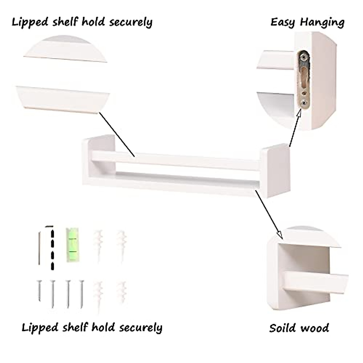 U/C Nursery Floating Shelf,Wall Mounted Nursery Book Shelves,Set of 2 Rustic U Shaped Book Shelf Organizer for Farmhouse Decor,Corner Display Hanging Spice Rack for Bathroom Kitchen.