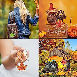 12 Pieces Fall Diamond Painting Keychains Fall Leaves Diamond Art Key Rings Double Sided Full Drill Maple Leaf 5D Diamond Pendants DIY Diamonds Hanging Ornaments for Autumn Thanksgiving Party Decor
