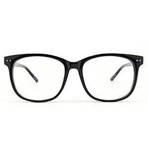 GQUEEN Fake Glasses Oversized Non Prescription Glasses Clear Lens Glasses for Women Men Eyeglasses Glossy Black, 201581