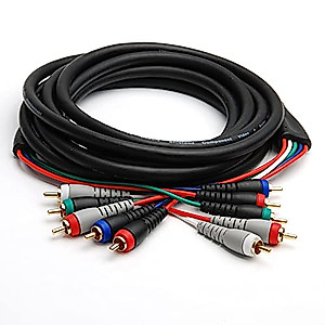 BlueRigger Component Video Cable with Audio (25FT, RCA- 5 Cable, Supports 1080i) - Compatible with DVD Players, VCR, Camcorder, Projector