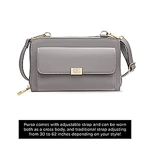 Save the Girls Captiva Touchscreen Purse with 10 Credit Card Slots and 2 Pockets Crossbody Smartphone Purse, Morning Mist Grey
