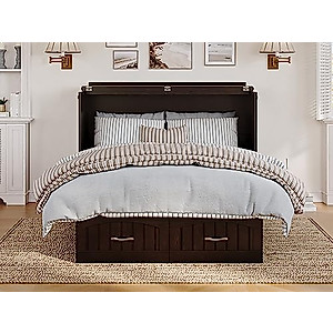 AFI, Nantucket Murphy Bed Chest with 6 inch Memory Foam Folding Matttress, Built-in Charging Station and Storage Drawer, Full, Espresso