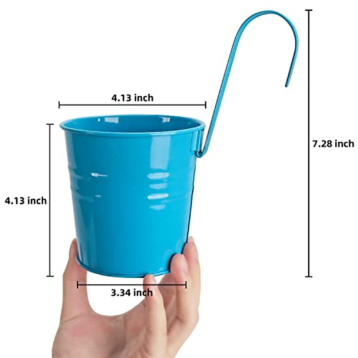 OUTFANDIA Hanging Flower Pots (10pcs), Balcony Garden Plant Planter Metal Iron Mini Flower Seedlings Brigade Fence Bucket Pots Hanger for Home Decor