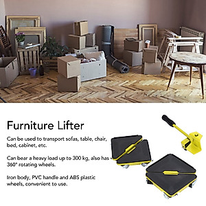 Furniture Lifter Tool, 5Pcs Furniture Lifter Mover Universal Wheel Furniture Lifters for Heavy Furniture Furniture Movers with Wheels 300kg Bearing for Moving