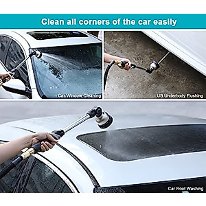 ESOW Garden Hose Wand 16 Inches, Watering Sprayer Wand with 9 Watering Patterns, 180° Adjustable Swivel Head, 100% Heavy Duty Metal Hose Nozzle, Thumb Control On Off Valve