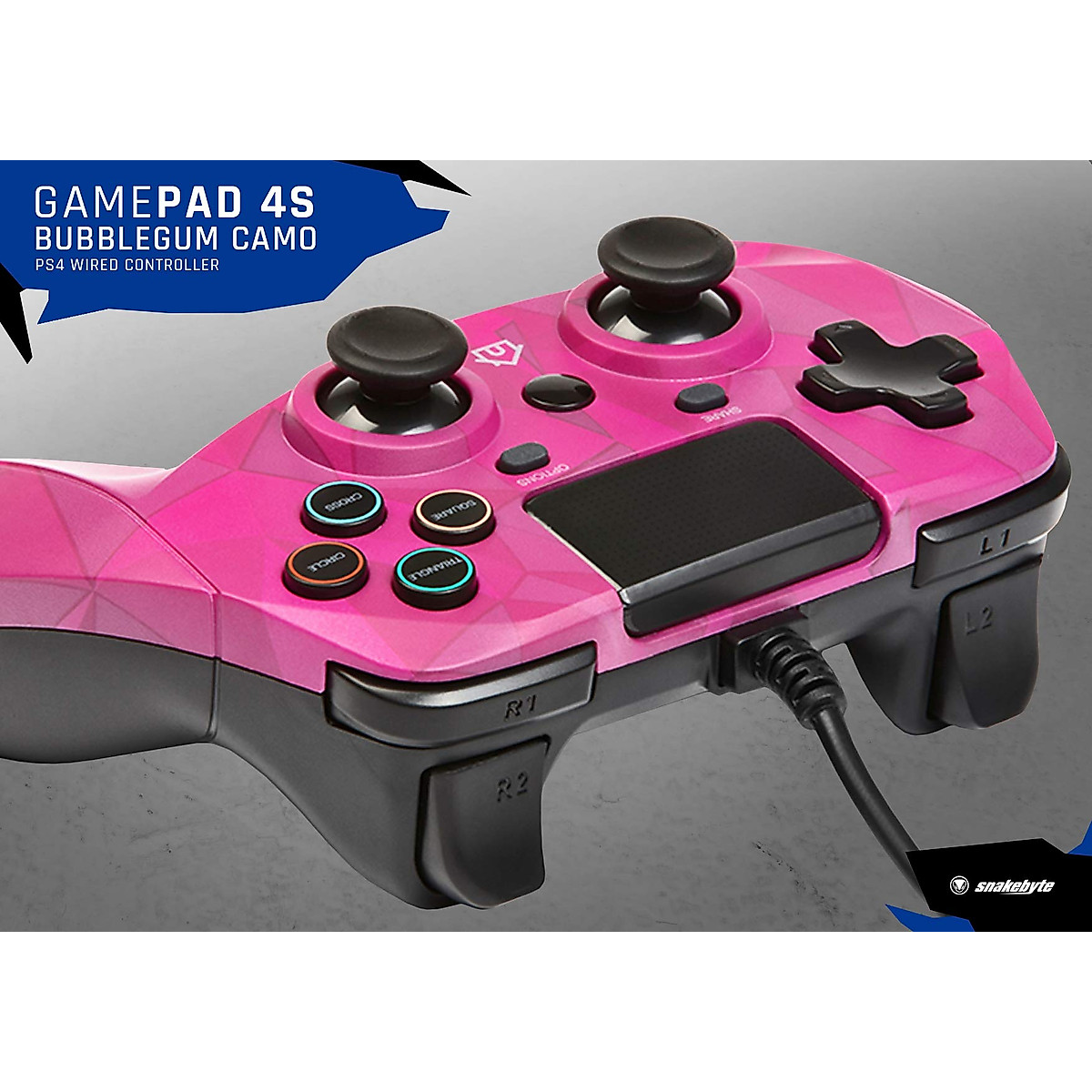 snakebyte GamePad S Wired (Bubblegum Camo) - compatible with PS4