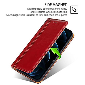 Fansipro Wallet Folio Case for Oppo Reno 2, Premium PU Leather Slim Fit Cover for Reno 2, 1 Card Slot, Unique Design, Red
