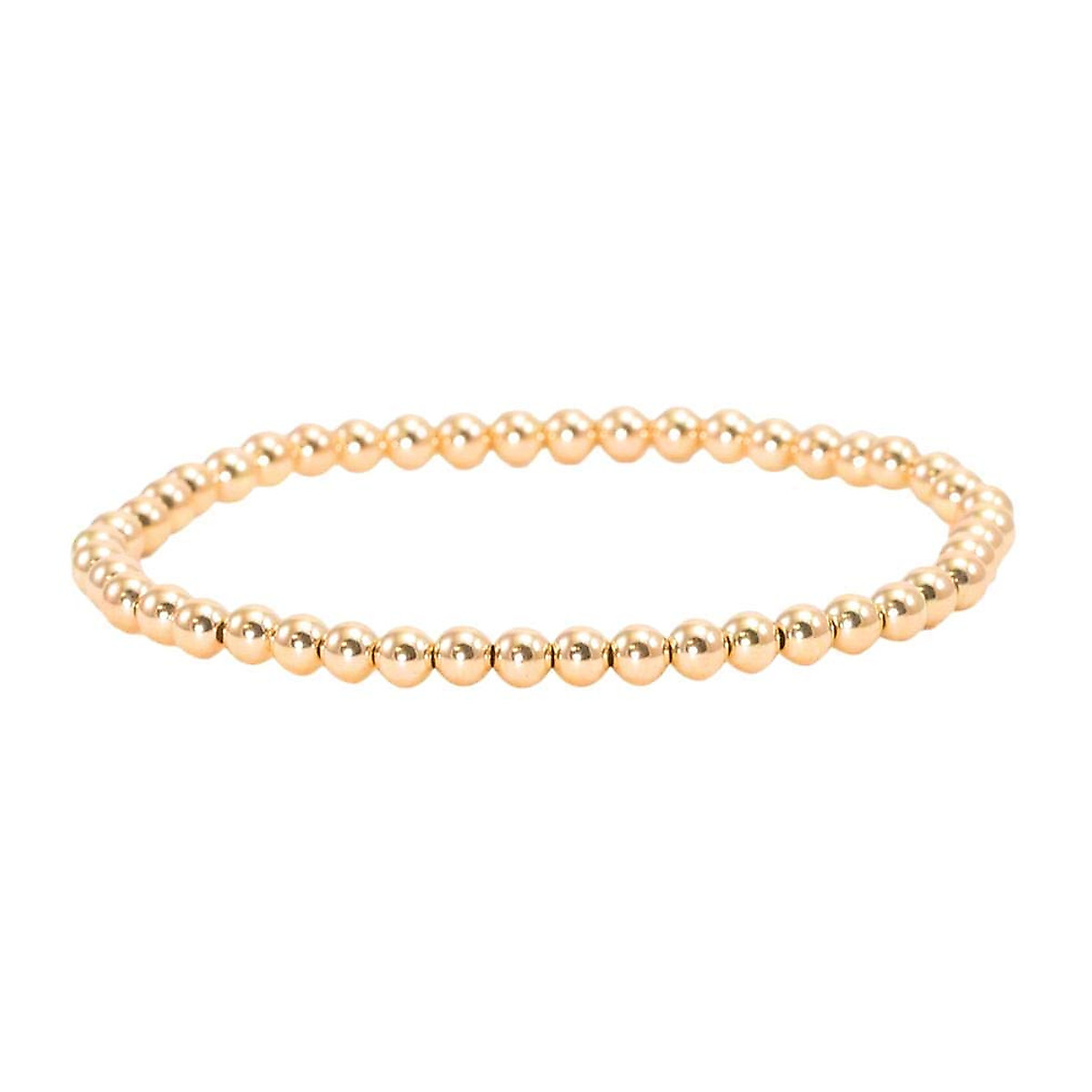14k Gold Filled Beaded Ball Bracelet, 4mm, Dainty Layering Jewelry, Stacking Stretch Bracelets (6)
