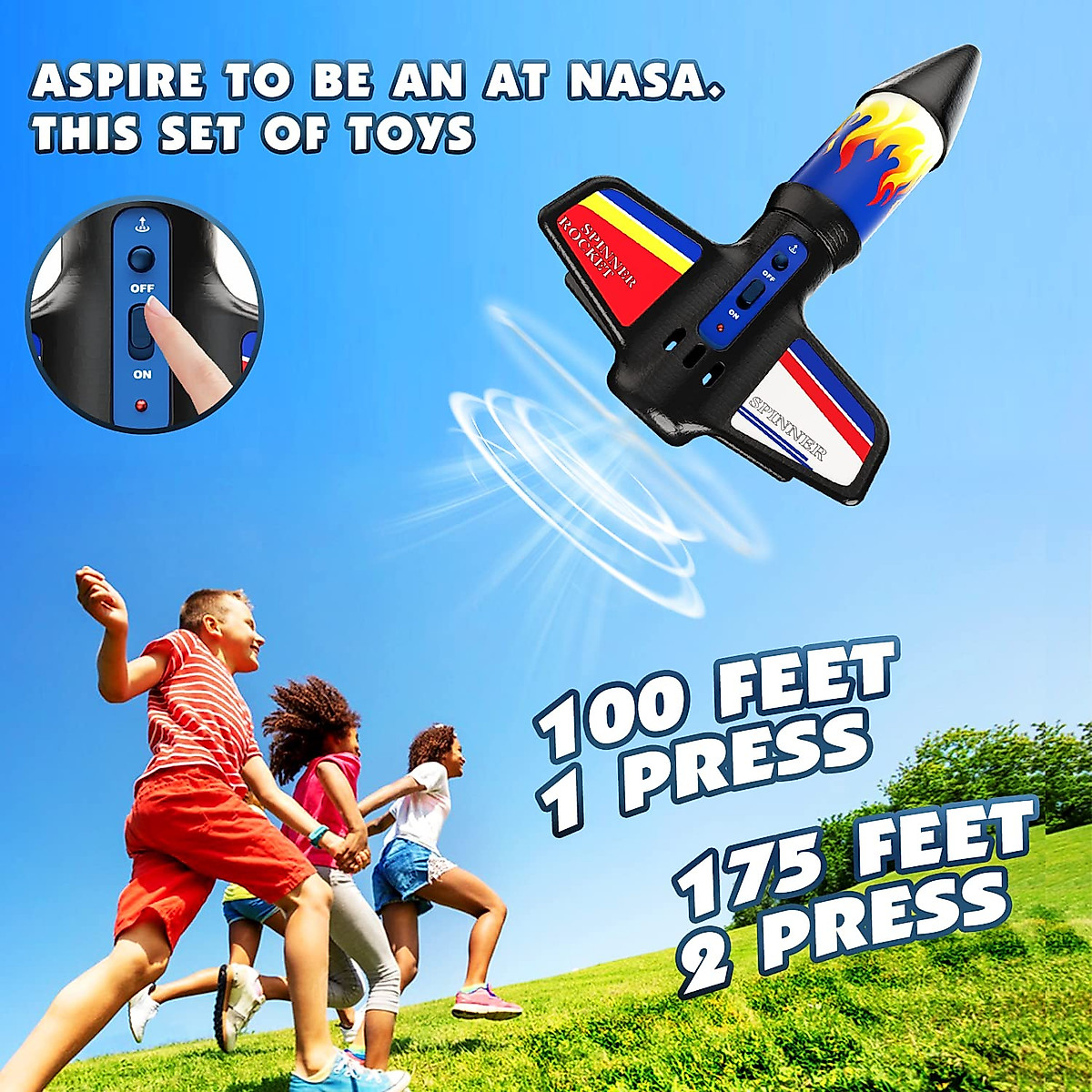 lakebyin Rocket Launcher for Kids - Electric Flying Model Rocket with Parachute Recovery - Eco-Friendly Rocket Toy with Unlimited Re-Launch - Great Birthday Gift