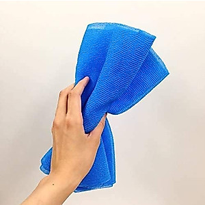 Cure Series Japanese Exfoliating Bath Towel From OHE - Super Hard Weave - Blue, 120cm -Value Set of 2