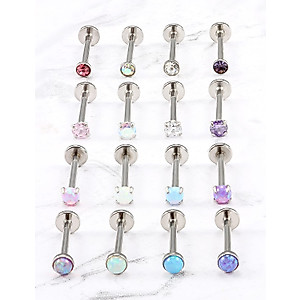 Jenxnjsjo Lip Rings Cartilage Earring 16g 6/8/10mm Medusa Monroe Ashley Labret Surgical Steel Flat Back Tragus Helix Conch Piercing Jewelry Earrings for Women Men