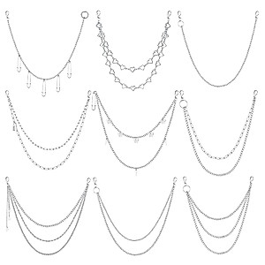 Kakonia 9 Pcs Pants Chain Pocket Chain Butterfly Lock Star Hip Hop Punk Belt Wallet Chains Multi-Layer Jean Chains for Women Men