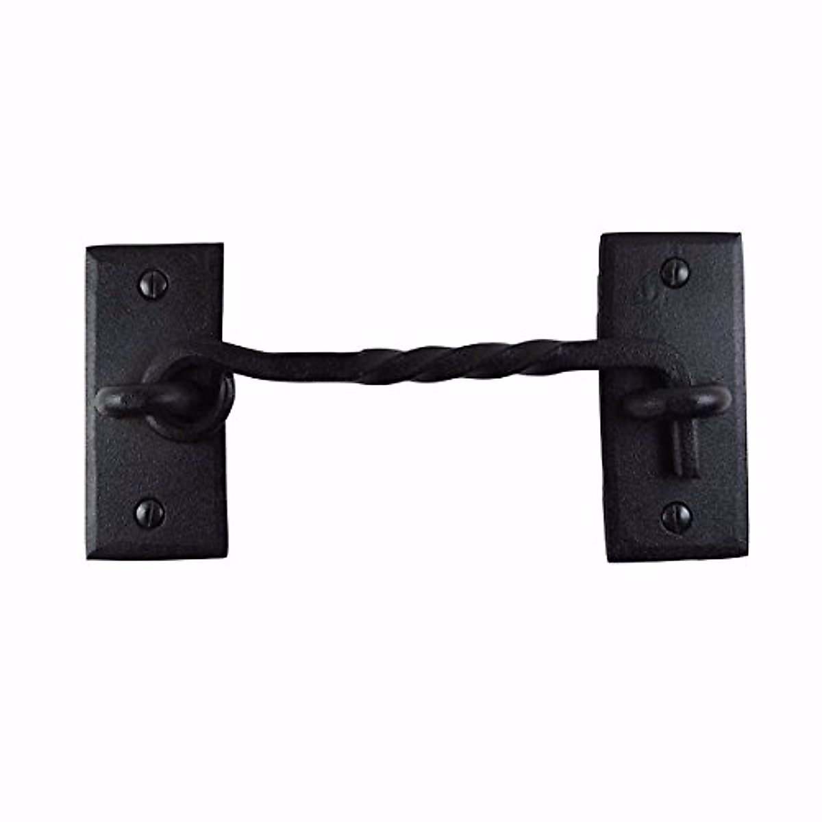 Renovators Supply Manufacturing Hook and Eye Latch 6.5 in. Black Wrought Iron Door Lock Latch/Gate Latch with Mounting Hardware