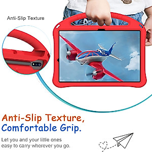 Kids Case for Samsung Galaxy Tab S7 FE/S7+/S8+/S9+/S9 FE+ 12.4", Techcircle Light Weight Shock Proof EVA Foam Handle Rugged Stand Protective Case for Galaxy Tab S9 FE+ 2023/S8 Plus 2022/S7+, Red