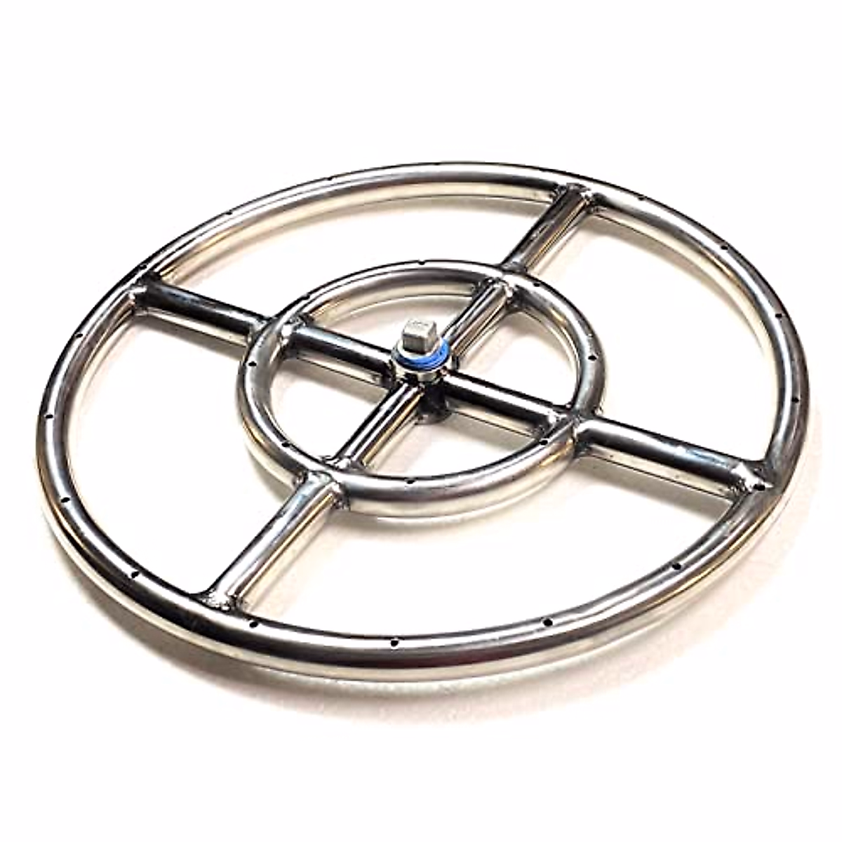 EasyFirePits Stainless Steel Lifetime Warranted Gas Fireplace Log Lighter Replacement Burner Round Center-FED Ring Log Lighter