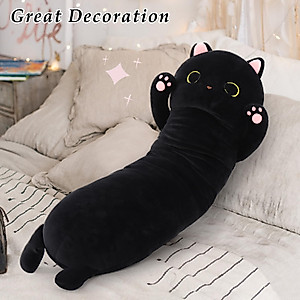MorisMos 43” Long Cat Body Pillow, Large Cartoon Cat Stuffed Animal Plush Toy Big Throw Pillow Soft Hugging Pillow for Kids Adults Girlfriend, for Christmas, Valentine's Day, Birthday