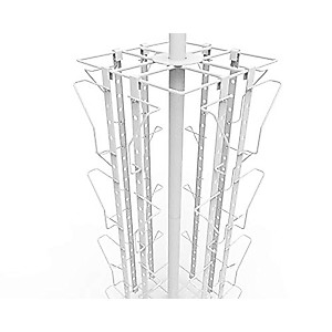 Up to 9.9" Wide 16 Adjustable Pockets Display Rack, Greeting Post Card Christmas Holiday Spinning Rack Stand. Pocket Size: 4.5-9.9" Wide X 5.8" Tall, 16 Pockets. 11602-L-DOUBLE-WHT-NPF-SL
