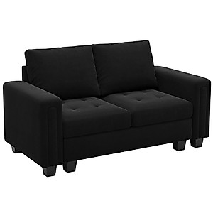 Belffin Velvet Modular Loveseat Sofa Couch 2 Seater Sofa Love Seats for Small Space Black
